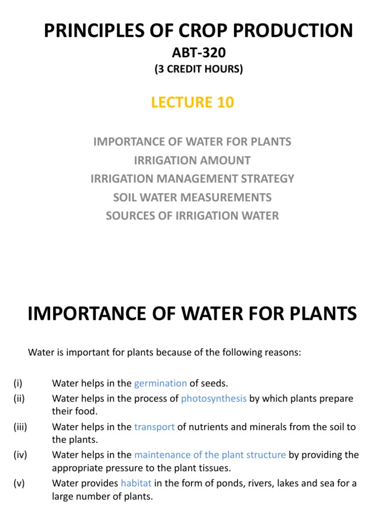 Principles of Crop Production | PDF | Irrigation | Soil