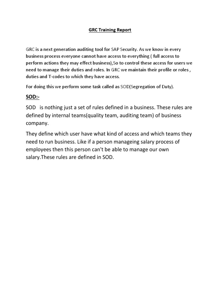 GRC Training Report | PDF