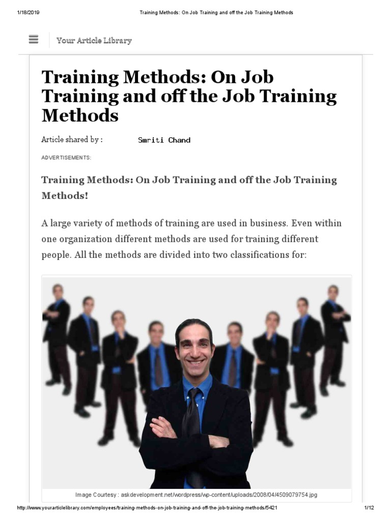 Training Methods: On Job Training and Off The Job Training Methods | PDF | Apprenticeship ...