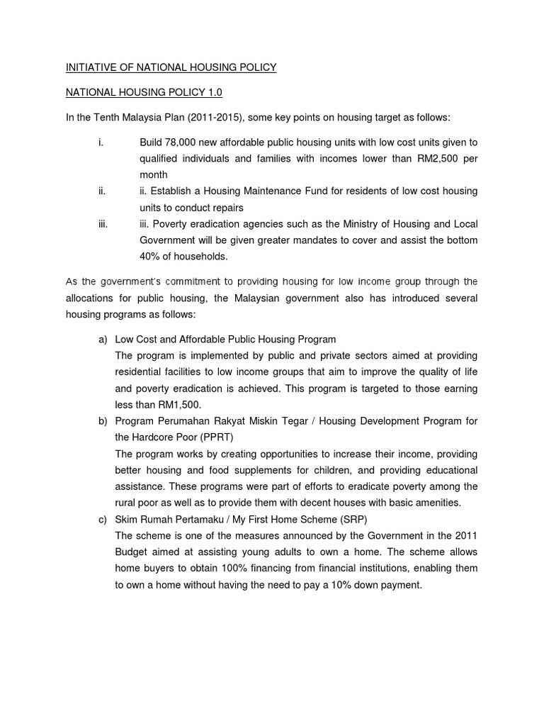 National Housing Policy Initiatives 2025 | PDF | Affordable Housing ...