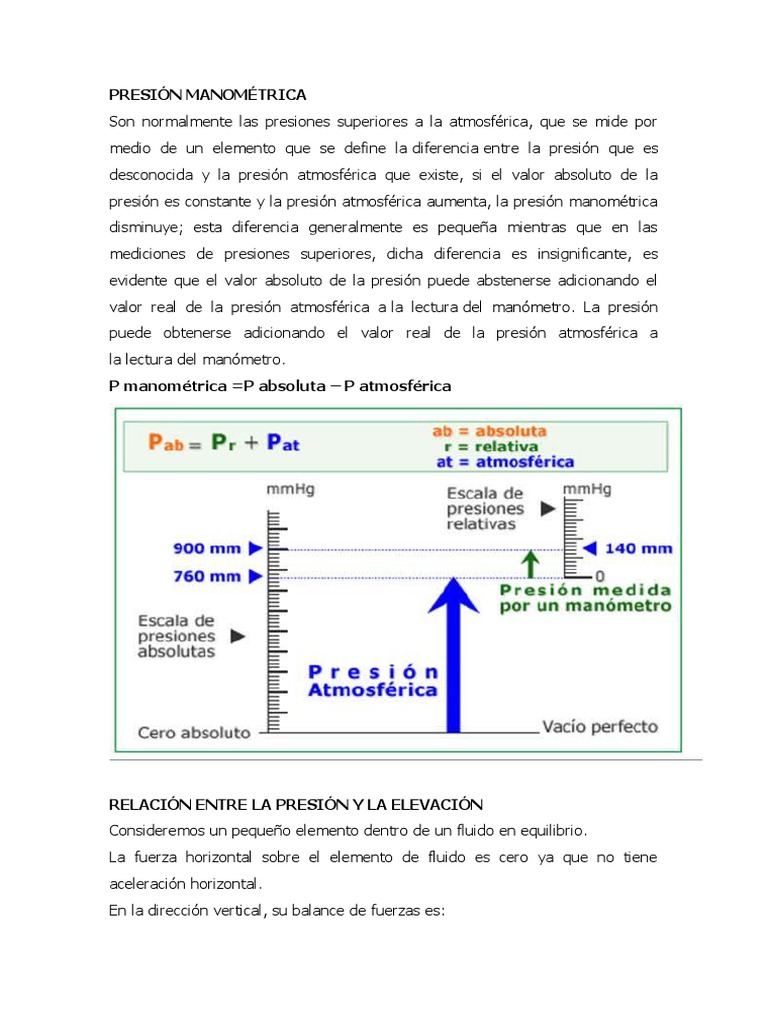 Presión Manométrica | PDF | Medida de presión | Presión