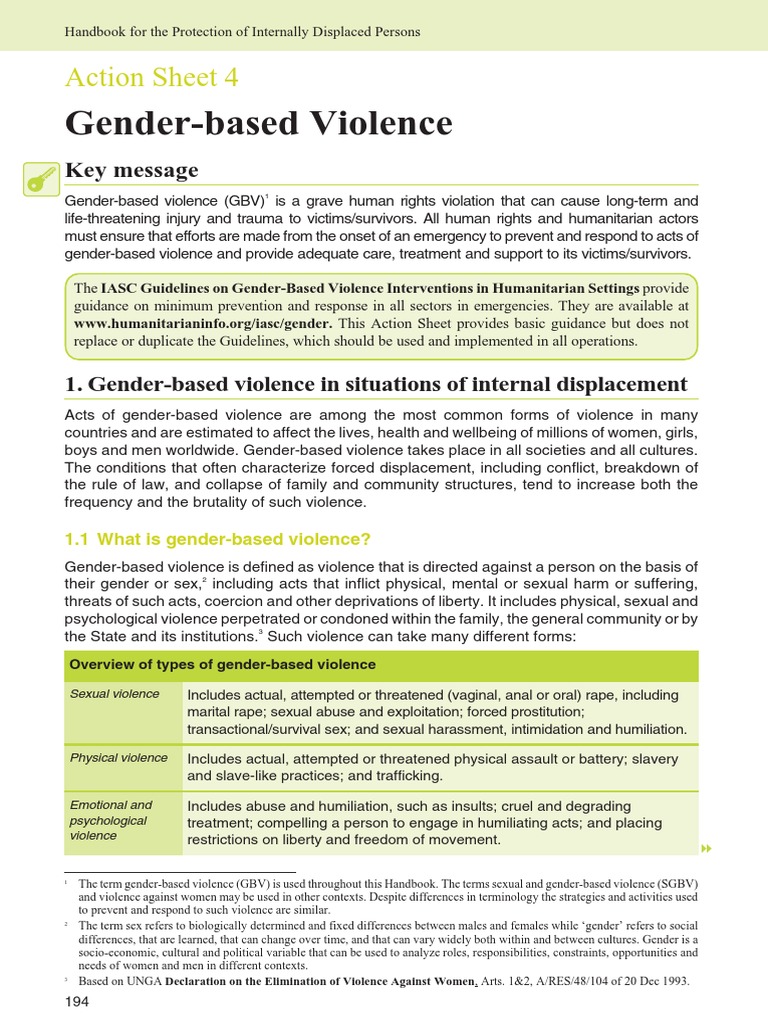 Gender-Based Violence: Action Sheet 4 | PDF | Domestic Violence ...