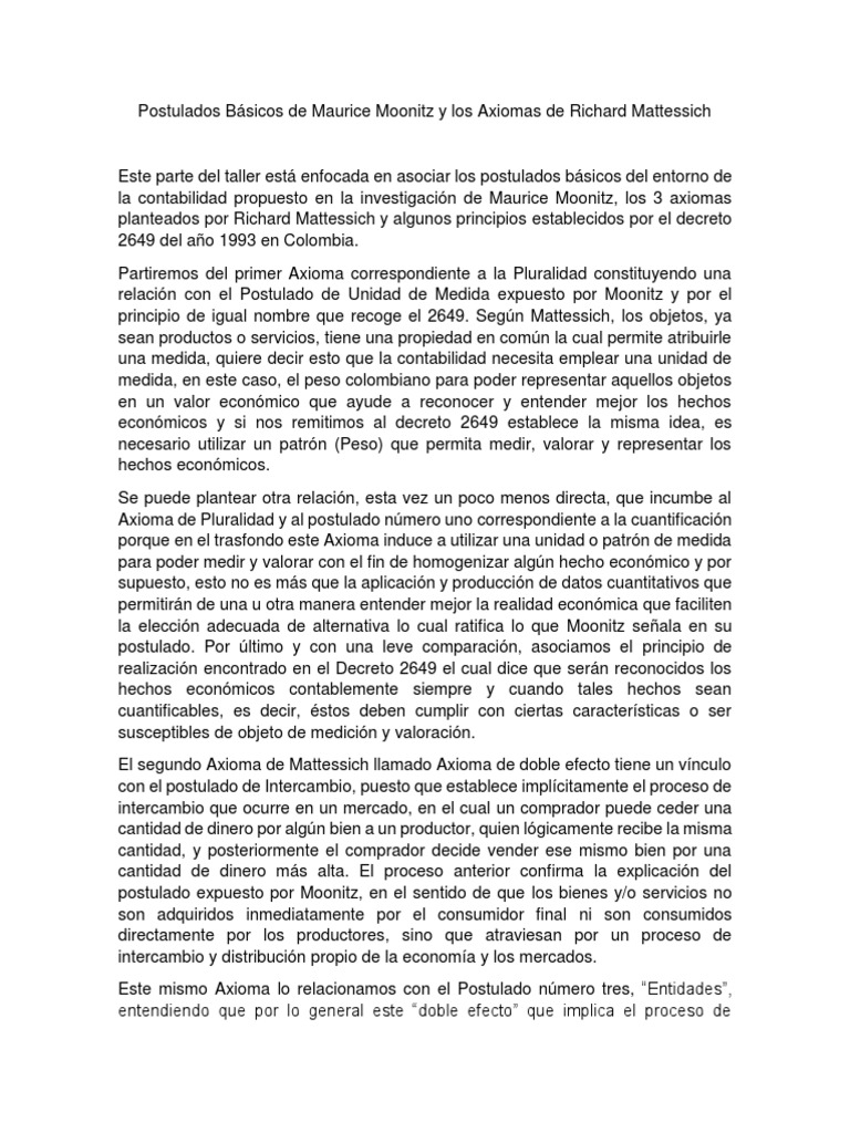 Postulados Básicos de Maurice Moonitz y Los Axiomas de Richard ...