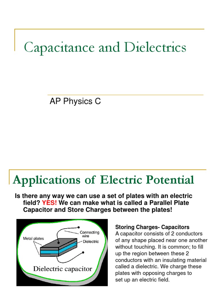 04AP Physics C - Capacitance and Dielectrics | PDF | Volt | Capacitor