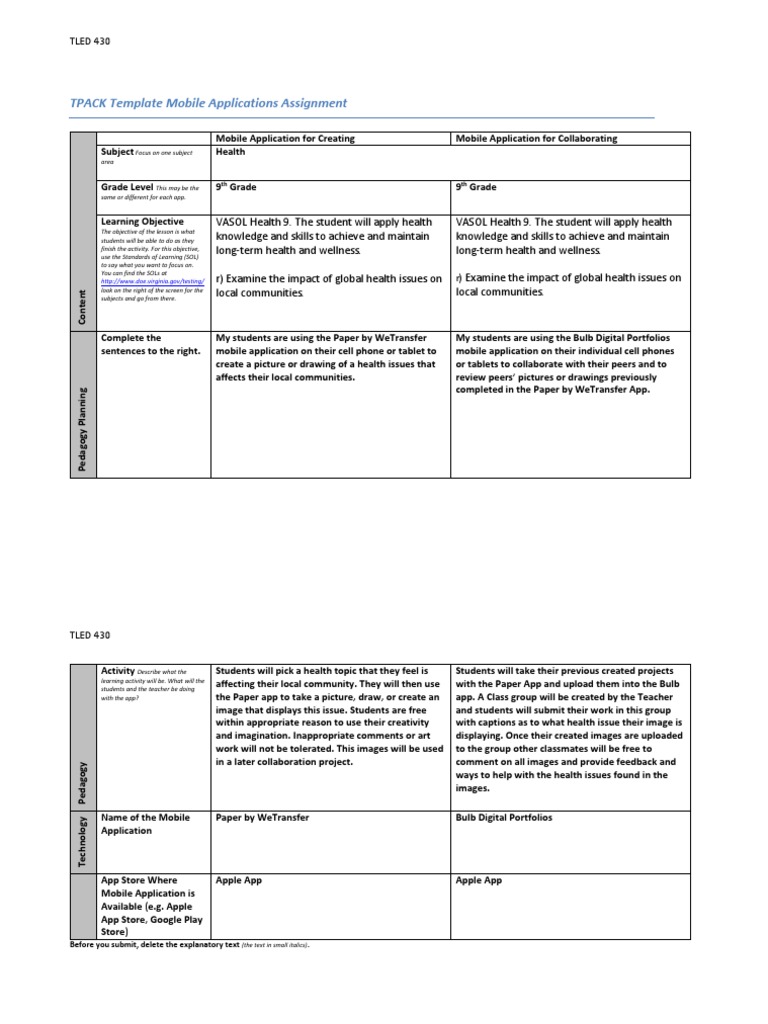 Tpack App Review Template Spring 2019 2 | PDF | Mobile App | Mobile Phones