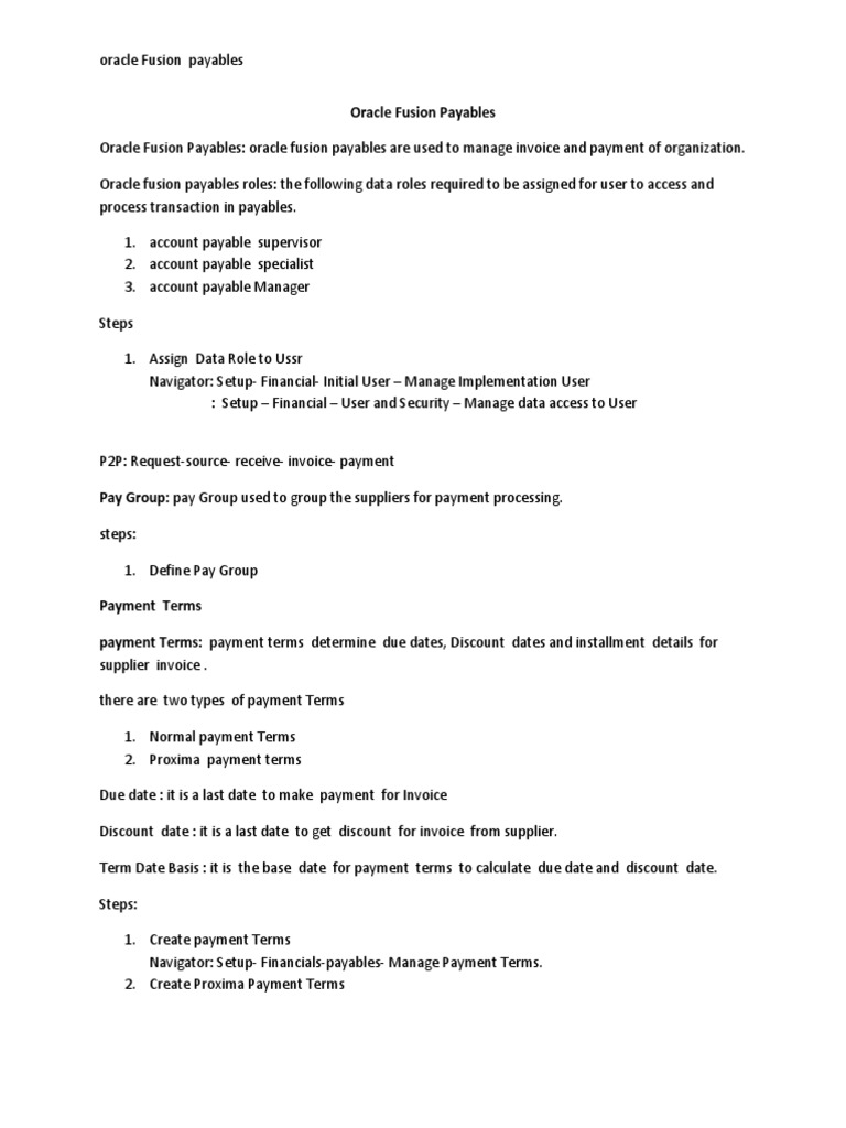 Fusion Ap Note | PDF | Accounts Payable | Invoice