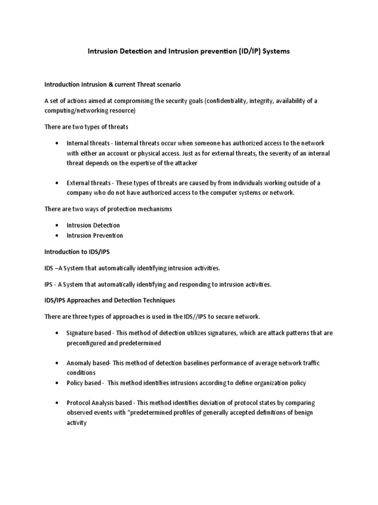 Handout - Intrusion Detection and Intrusion Prevention Systems | PDF ...