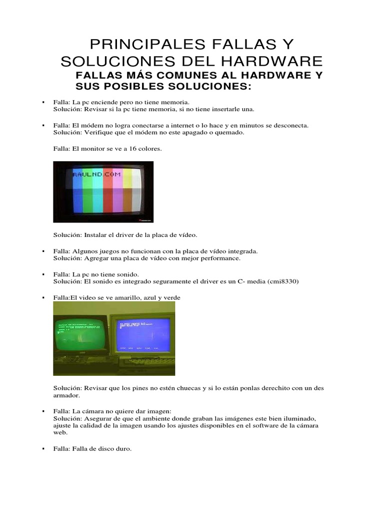 Fallas Comunes de Hardware y Soluciones | PDF | Hardware de la ...