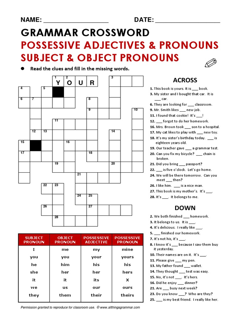 Crucigrama 3 en 1 PDF | PDF | Pronoun | Languages