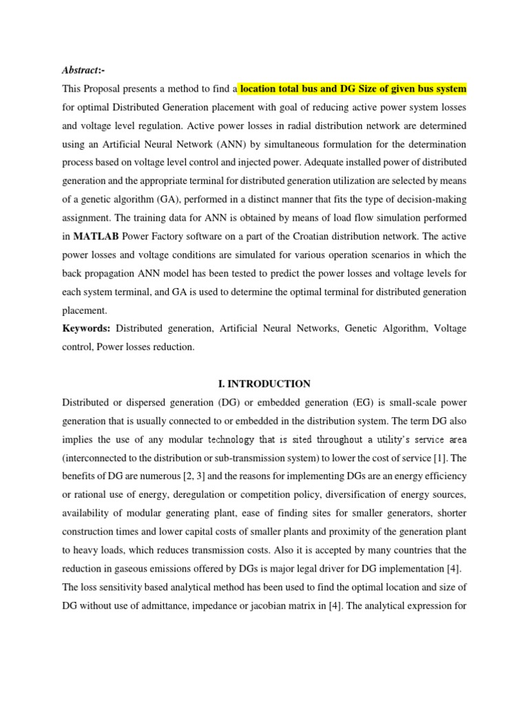 DG SIZE and Location | PDF | Distributed Generation | Mathematical Optimization