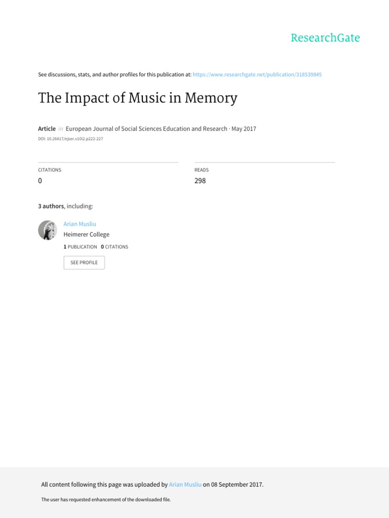 The Impact of Music in Memory | PDF | Working Memory | Memory