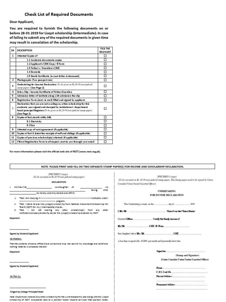 Income Declaration - Undertaking - One Page | PDF | Official Documents ...