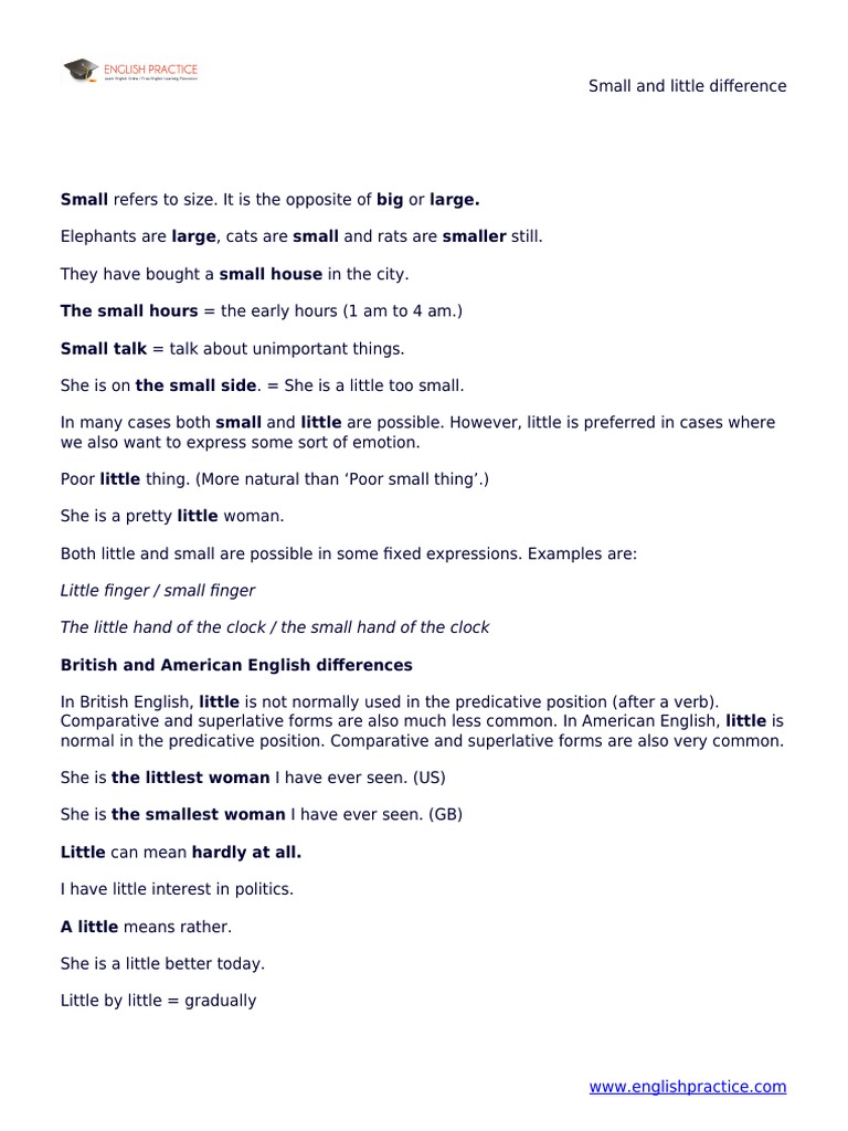 Small and Little Difference | PDF