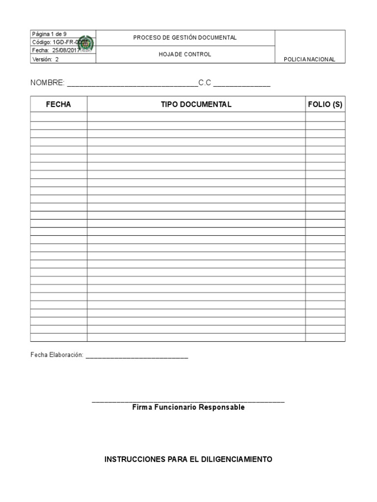 HOJA DE CONTROL | Documento | Archivo de computadora