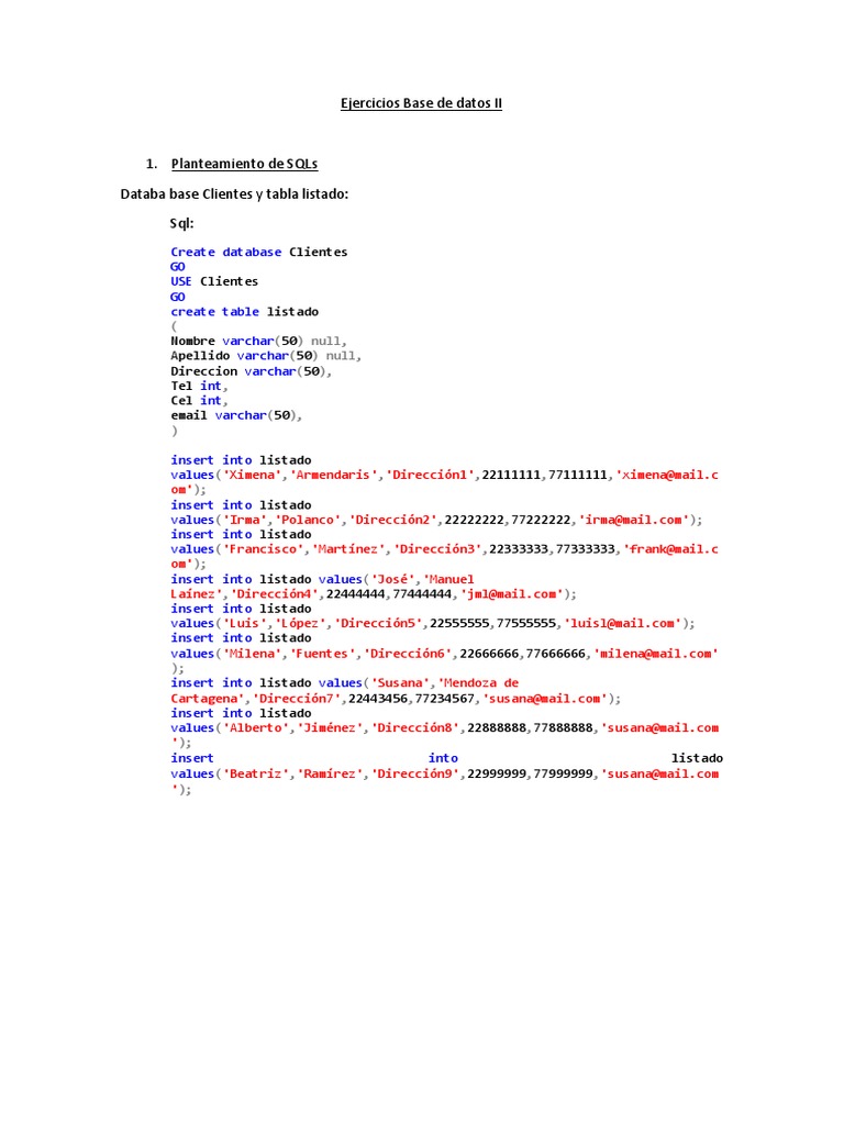 Ejercicios (Indices) | PDF | SQL | Diseño de software