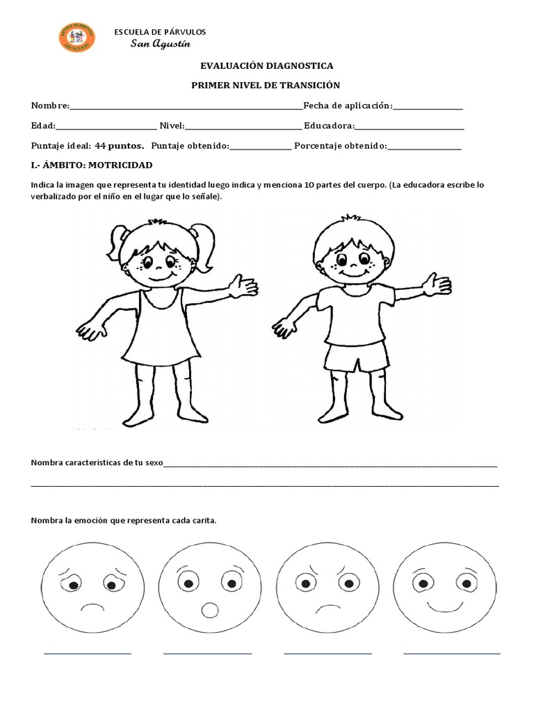 Prueba Diagnostica Pre Kinder | PDF | Cognición