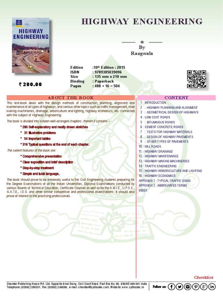 Highway Engineering: by Rangwala | PDF | Road | Road Surface