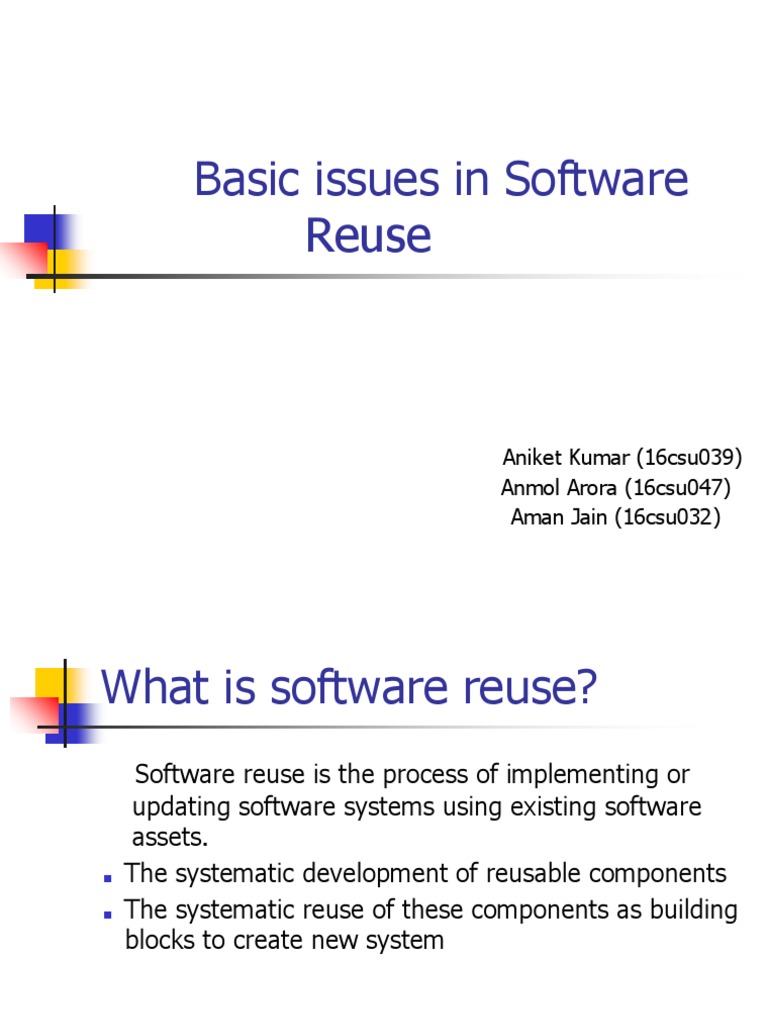 Issues in Software Reuse | PDF | Component Based Software Engineering ...