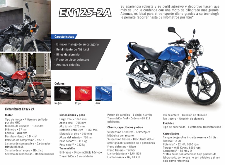 Manual de Especificaciones Suzuki En125 2a | PDF
