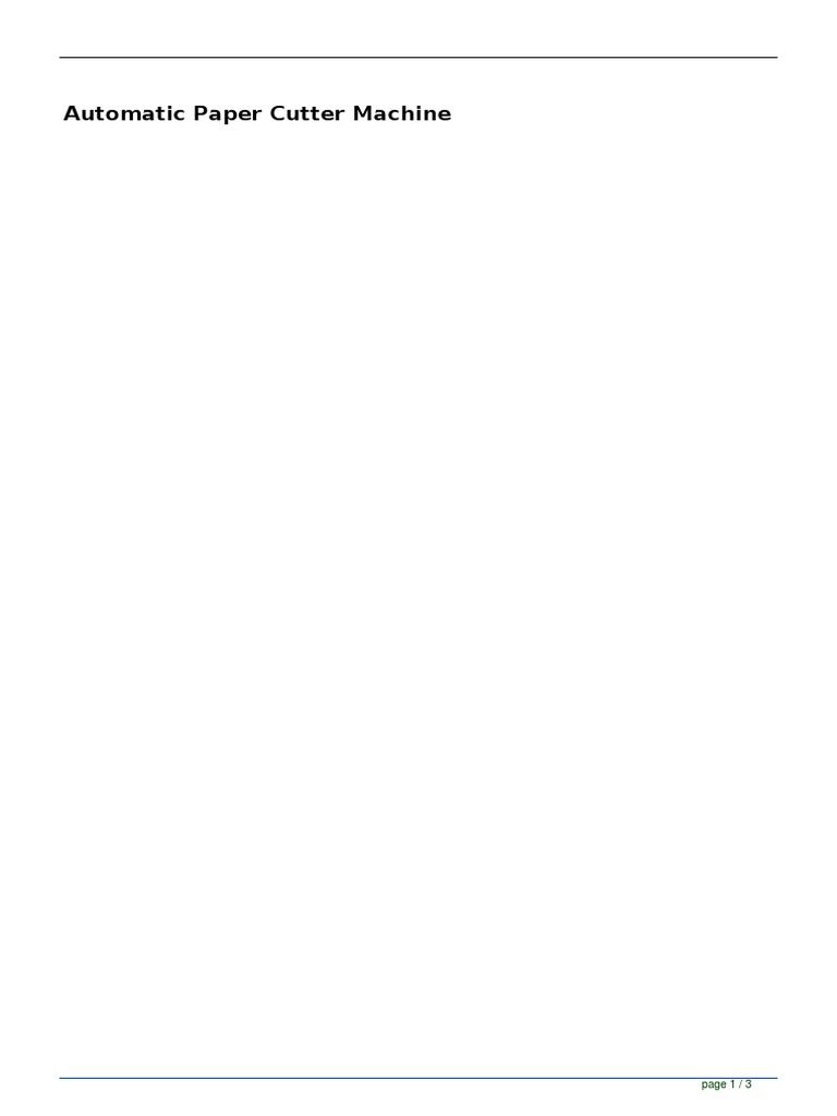 Automatic Paper Cutter Machine | PDF | Machines | Switch