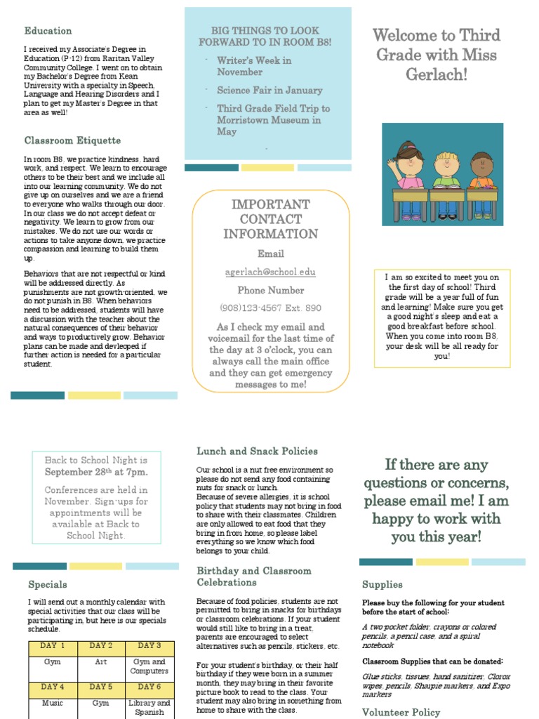 Welcome Brochure | PDF | Classroom | Behavior Modification