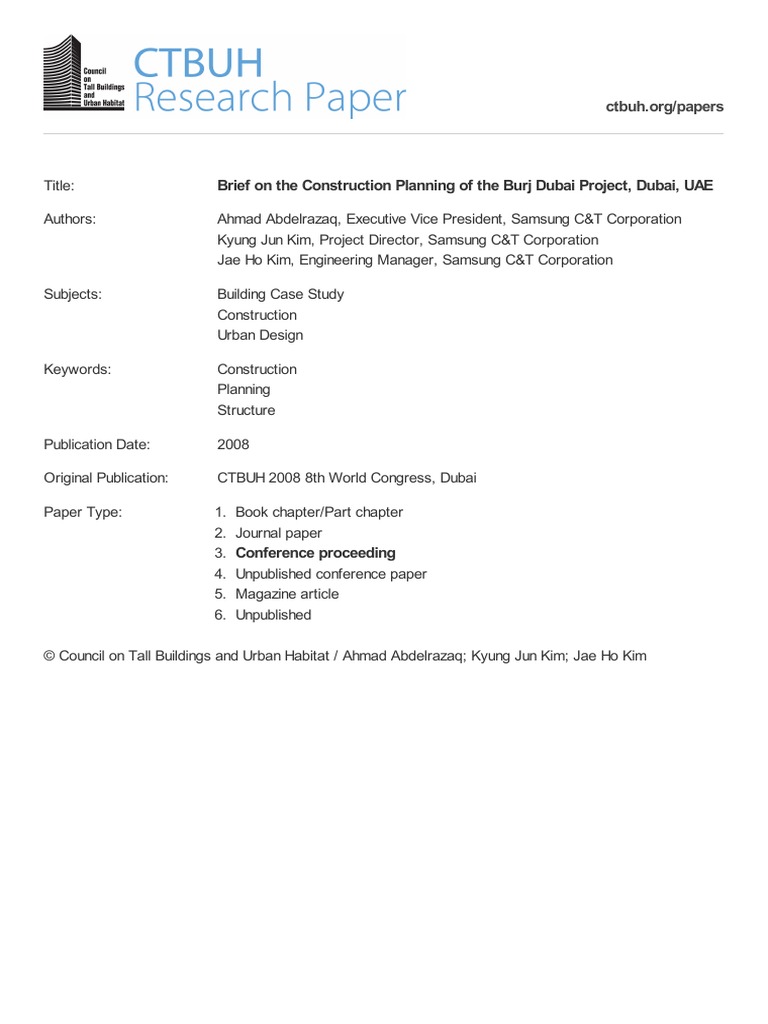 Construction Planning Burj Khalifa | PDF | Beam (Structure) | Deep ...