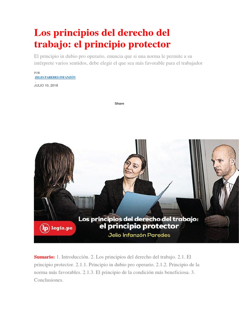 Principio protector | PDF | Derecho laboral | Acuerdo colectivo