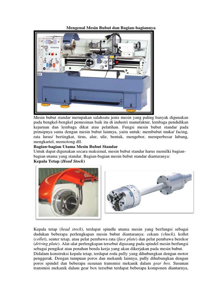 Mengenal Mesin Bubut dan Bagian-Bagiannya | PDF