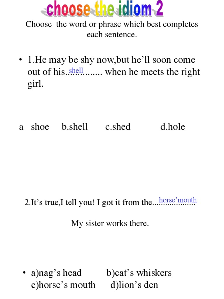 Choose The Idiom (CAE & CPE) | PDF