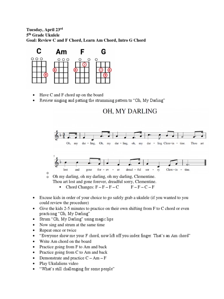 5th Grade Ukulele Lesson Plan | PDF