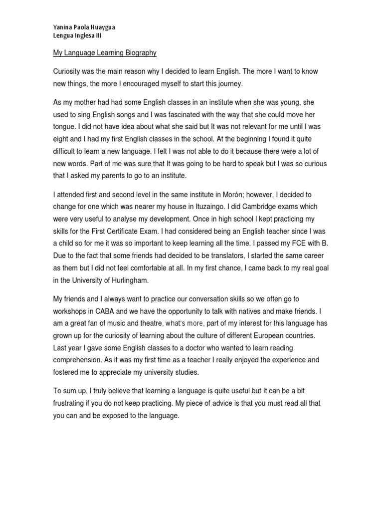 My Language Learning Biography | PDF