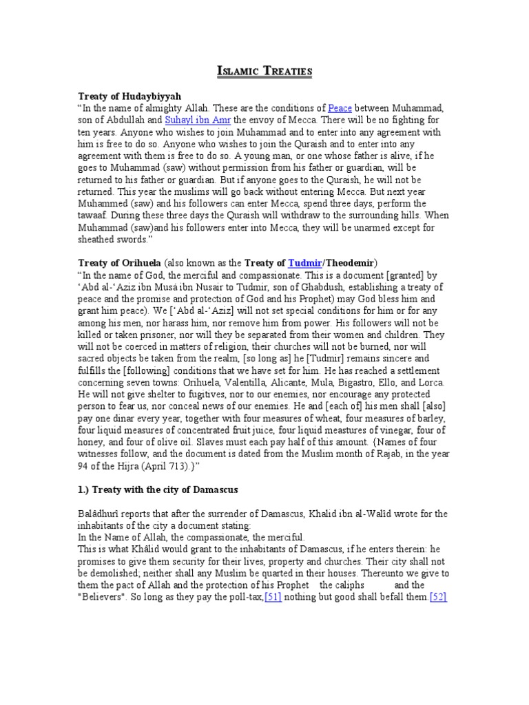 Islamic Treaties | PDF | Muhammad | Monotheism