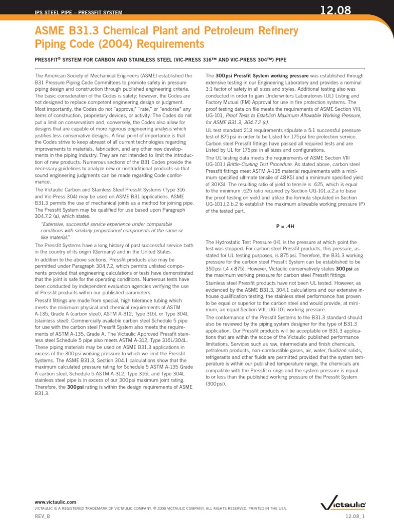 ASME B31.3 Chemical Plant and Petroleum Refinery Piping Code (2004 ...