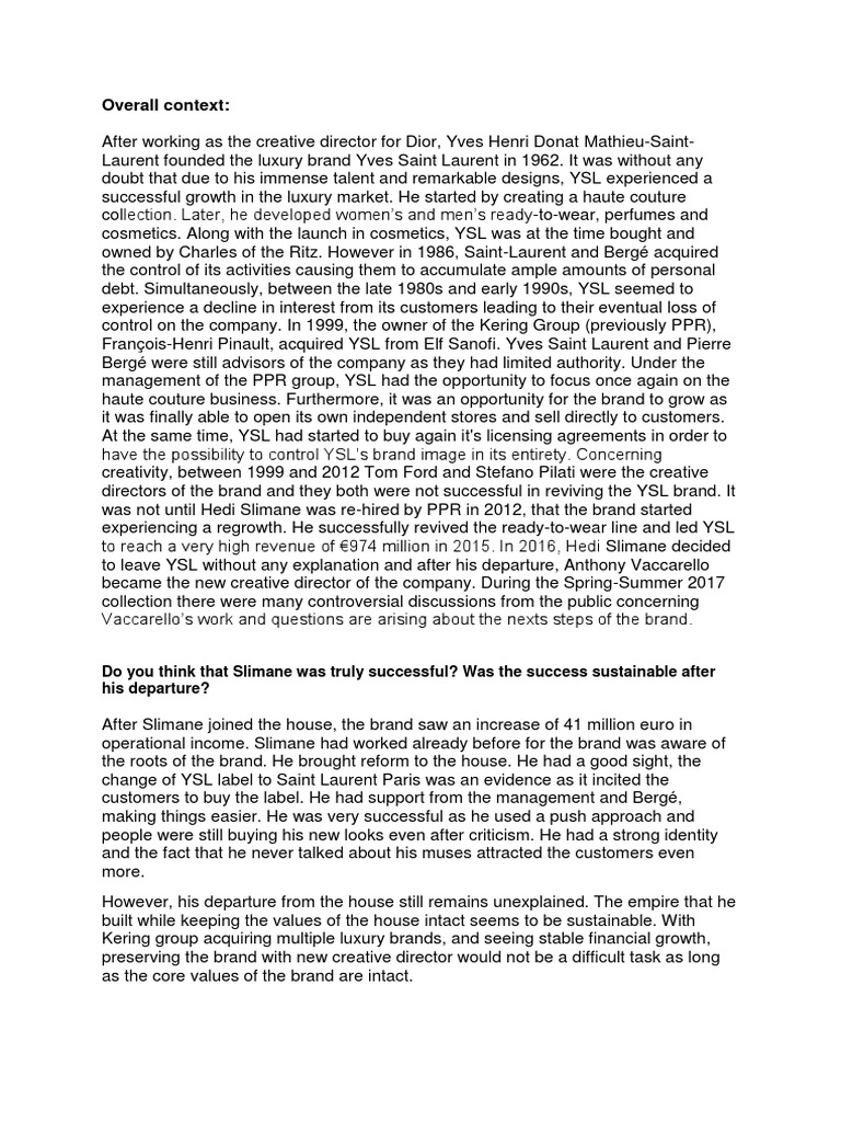 YSL Case Study | PDF | Brand | Fashion