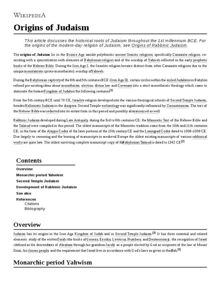 Origins of Judaism | PDF | Ancient Peoples Of The Near East | Ancient ...