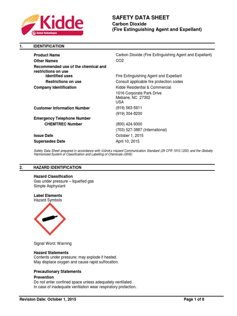 MSDS Co2 | PDF | Toxicity | Dangerous Goods