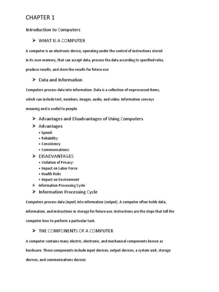 Introduction To Computers What Is A Computer | PDF