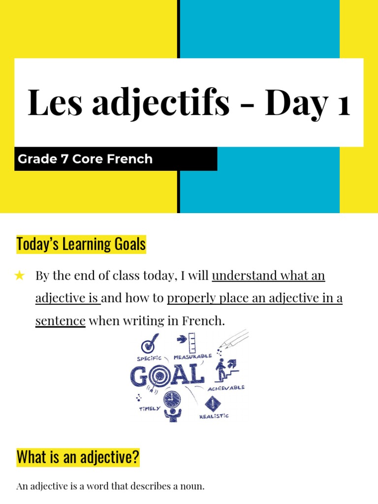 Grade 7 Core French - Les Adjectifs | PDF | Grammatical Gender | Adjective