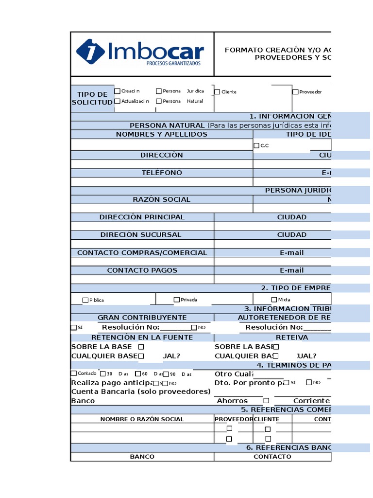 Formato Creacion de Proveedores | PDF | Bancos | Información del gobierno