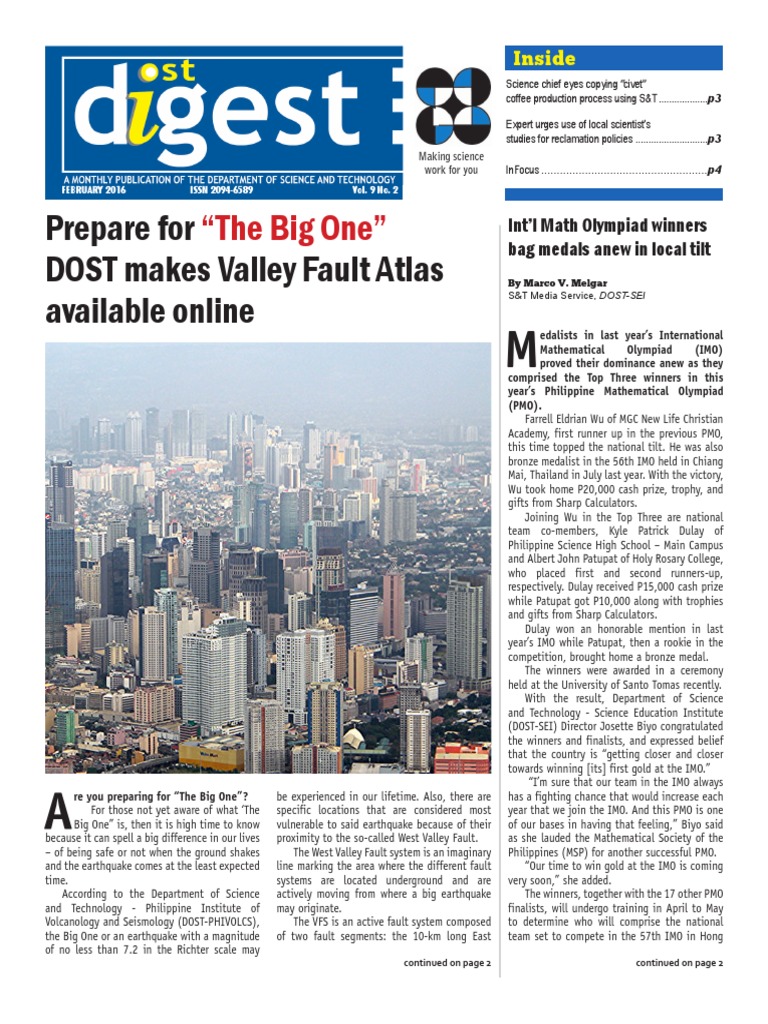 "The Big One": Prepare For DOST Makes Valley Fault Atlas Available ...
