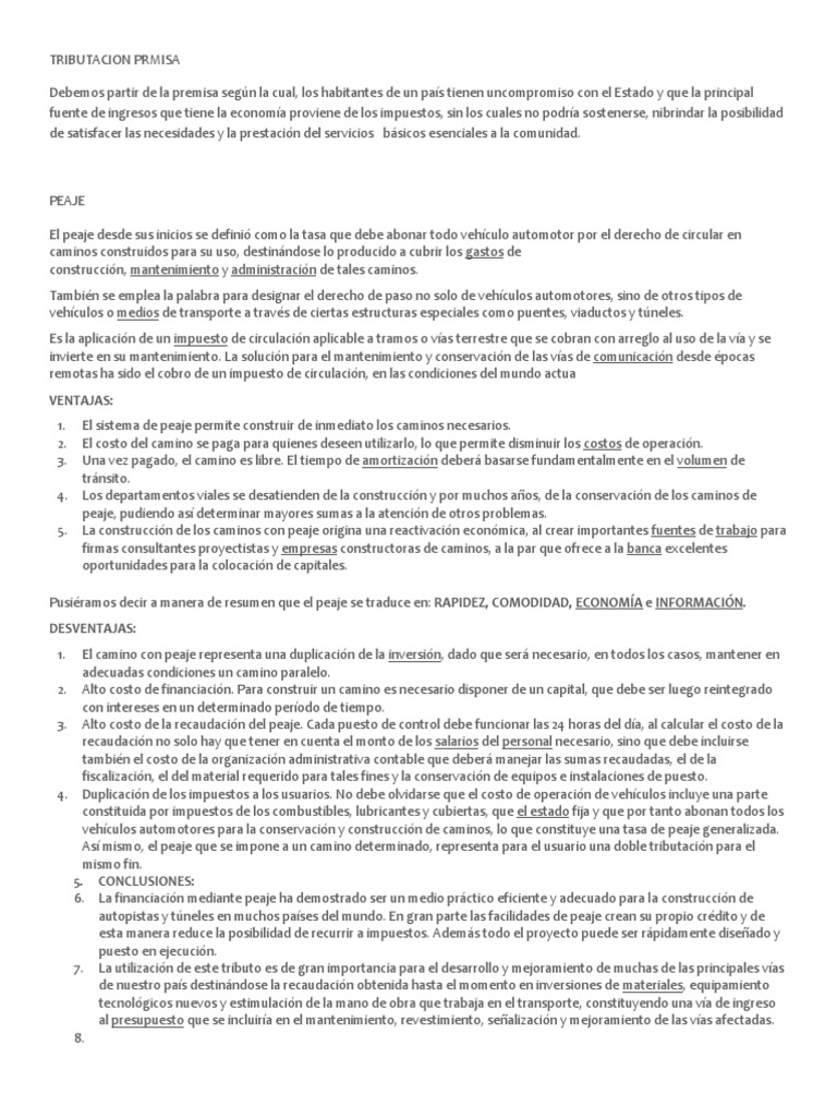 Peaje y Precio Publico | PDF | Impuestos | Estado (política)