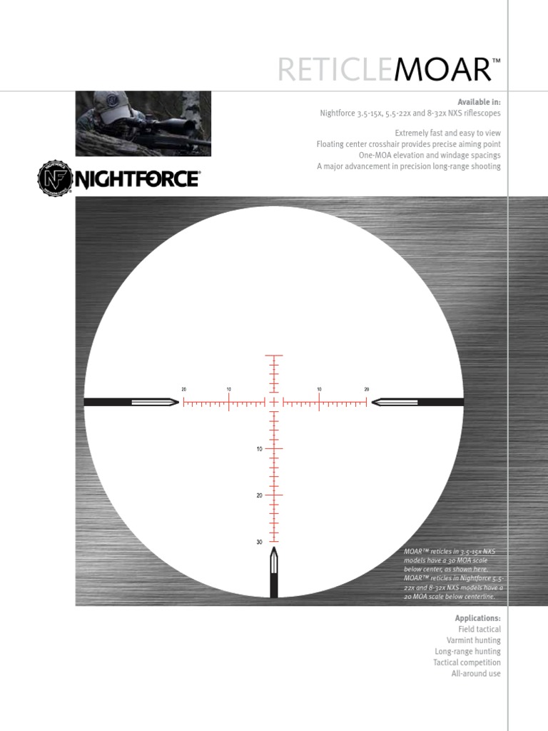 Long Range Scopes Nightforce Moar Reticle Info Sheet PDF | PDF ...