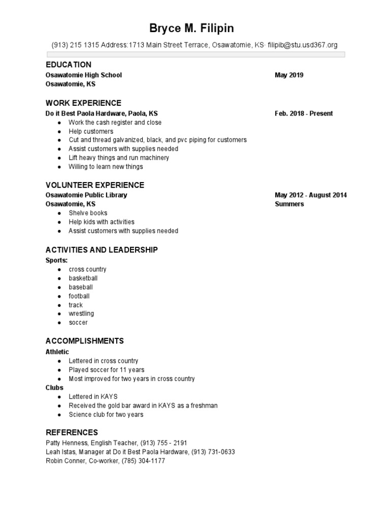 Student Resume Template | PDF