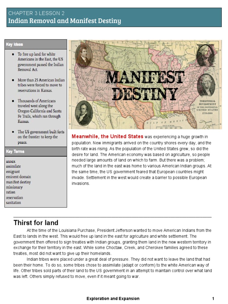Lesson 2 - Indian Removal and Manifest Destiny 1 | PDF | Oregon Trail ...