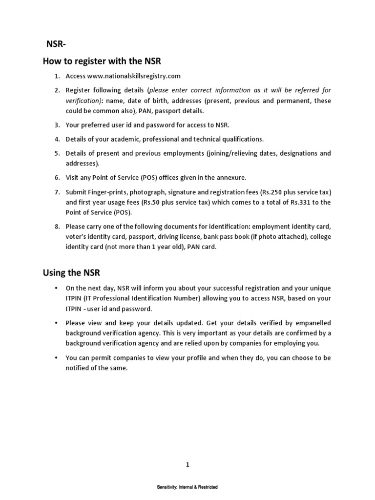NSR Guide | PDF | Identity Document | Authentication