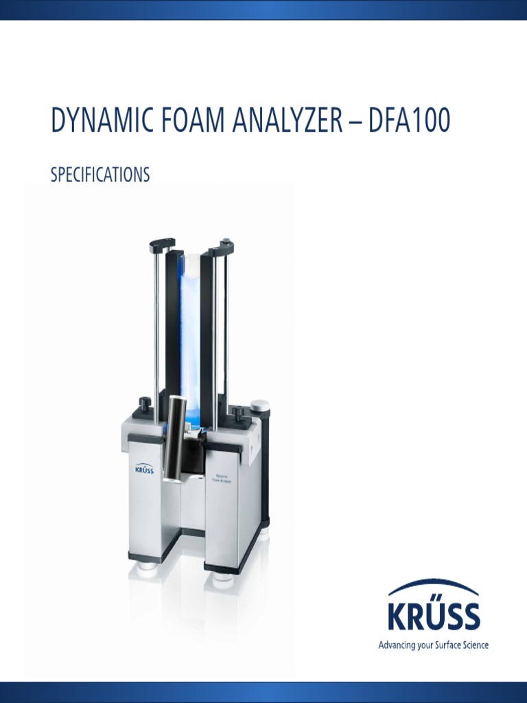 DFA100 Dynamic Foam Analyzer Specs | PDF | Foam | Sensor