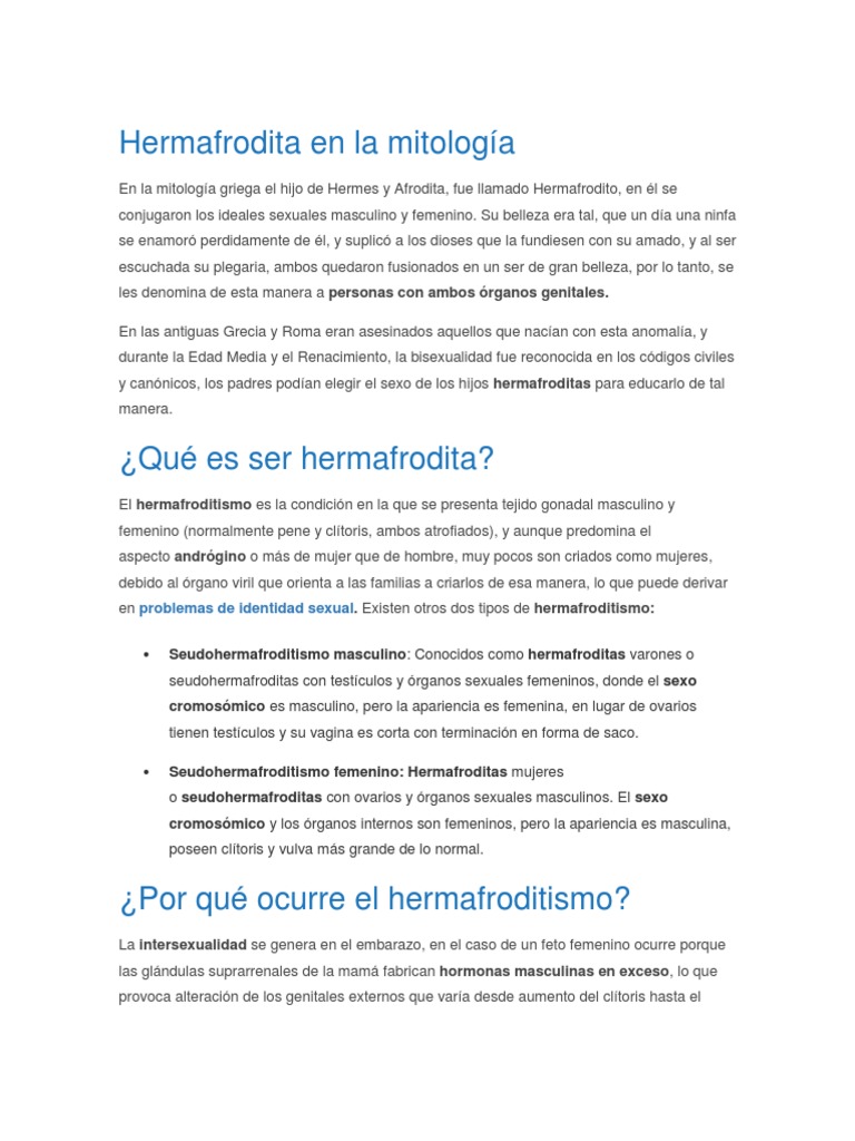 Hermafrodita en La Mitología | PDF | Intersexual | Anatomia sexual