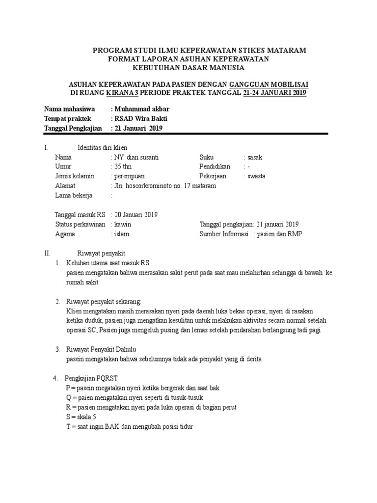 Contoh LAPORAN ASKEP 1 | PDF