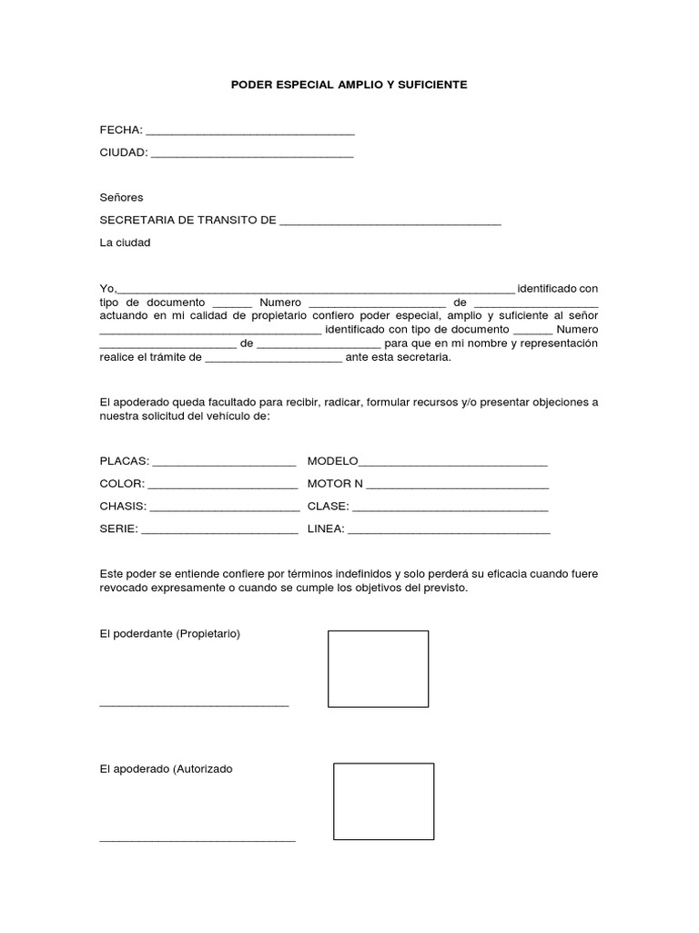 Poder Especial Amplio y Suficiente Transito | PDF | Vehículos | Business