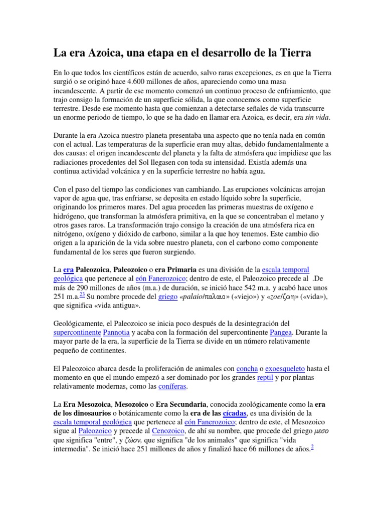 La Era Azoica: Orígenes de la Tierra | PDF | Geología | Ambiente ...
